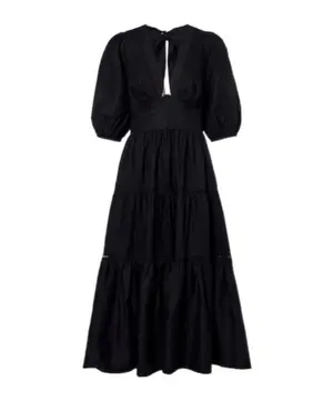 Heidi Klein Meteora Lace-trimmed Linen Midi Dress - Black