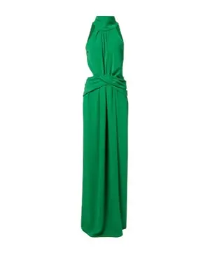 Johanna Ortiz Cutout Gathered Maxi Dress - Green