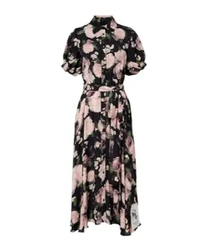 Erdem Floral Belted Shirt Dress - Black