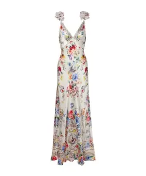Camilla Embellished Floral Silk Slip Dress - Nude