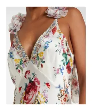 Camilla Embellished Floral Silk Maxi Slip Dress