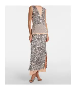 Rabanne Sequined Jersey Midi Skirt