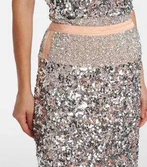 Rabanne Sequined Jersey Midi Skirt