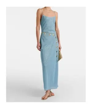 Oseree Spaghetti Strap Dress With Seashell Pendant Chain Belt
