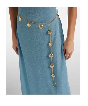 Oseree Spaghetti Strap Dress With Seashell Pendant Chain Belt