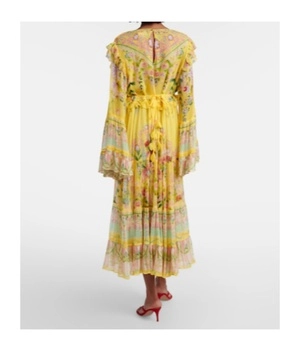 Camilla Printed Ruffled Silk Chiffon Midi Dress