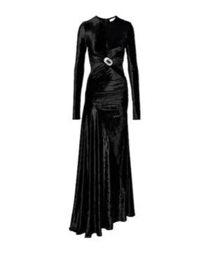 Rabanne Asymmetrical Draped Velvet Gown