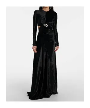 Rabanne Asymmetrical Draped Velvet Gown