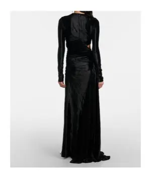 Rabanne Asymmetrical Draped Velvet Gown