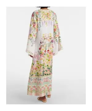 Camilla Cutout Floral Linen Kaftan