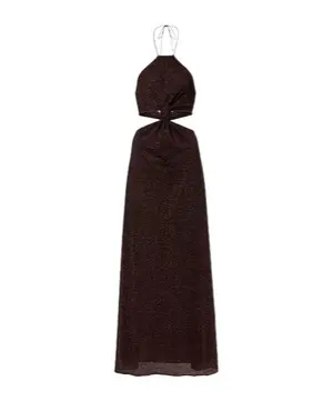 Oseree Lumière Cutout Halterneck Maxi Dress - Brown
