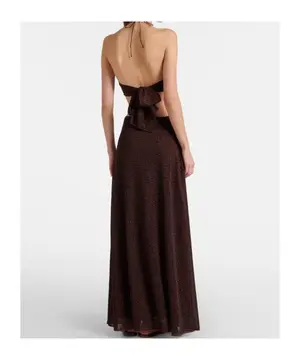 Oseree Lumière Cutout Halterneck Maxi Dress
