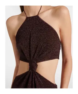 Oseree Lumière Cutout Halterneck Maxi Dress