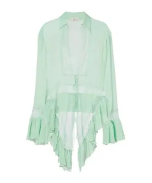 Blumarine Lace-trimmed Sheer Georgette Shirt