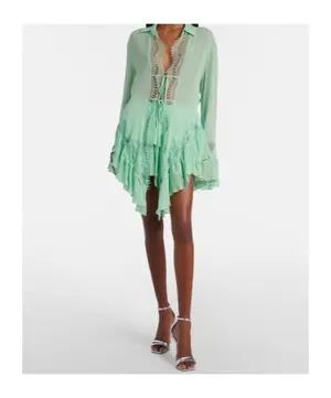 Blumarine Lace-trimmed Sheer Georgette Shirt