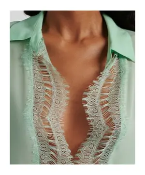 Blumarine Lace-trimmed Sheer Georgette Shirt