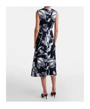 Erdem Draped Floral Jersey Midi Dress