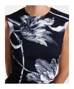 Erdem Draped Floral Jersey Midi Dress