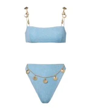 Oseree Lumiere Embellished Bikini - Blue