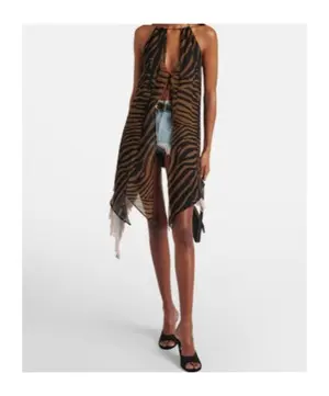 Blumarine Printed Asymmetric Halterneck Top