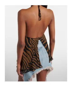 Blumarine Printed Asymmetric Halterneck Top