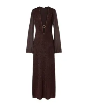 Oseree Lumiere Ring-detail Kaftan - Brown