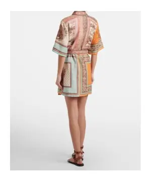 ALEMAIS Alberta Printed Linen Shirt Dress
