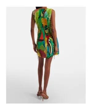 ALEMAIS Mokshini Beaded Linen-blend Minidress