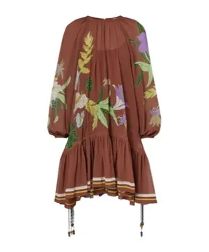ALEMAIS Alfie Gathered Cotton And Silk Minidress - Brown