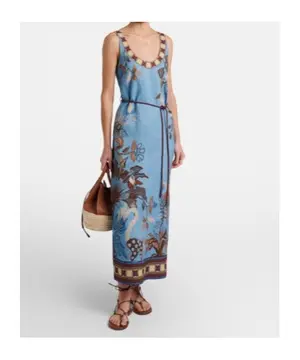 ALEMAIS Georgie Printed Linen Midi Dress