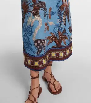 ALEMAIS Georgie Printed Linen Midi Dress