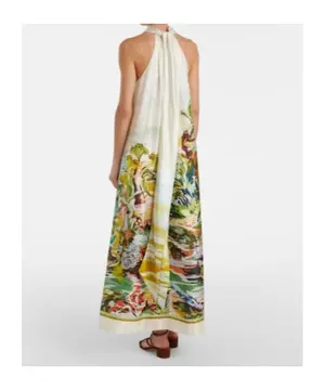 ALEMAIS Jungle Boogie Halterneck Silk Maxi Dress - Multicolor