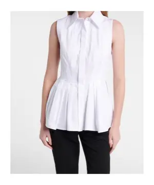 Sportmax Certosa Peplum Cotton Poplin Shirt
