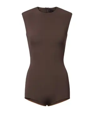 MUGLER Knitted Sleeveless Bodysuit - Brown