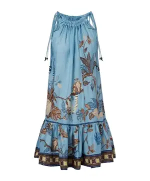ALEMAIS Georgie Printed Ramie Minidress - Blue