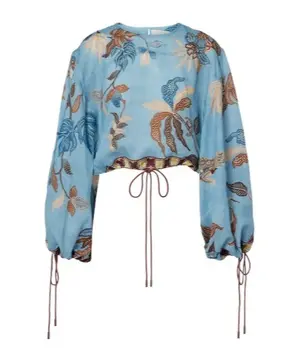 ALEMAIS Georgie Cropped Printed Top - Blue