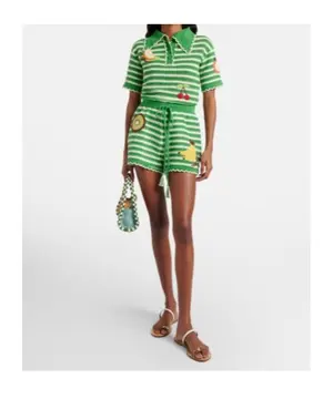 ALEMAIS Embroidered Striped Cotton Shorts