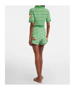 ALEMAIS Embroidered Striped Cotton Shorts
