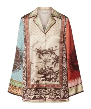 ALEMAIS Alberta Printed Silk Satin Shirt