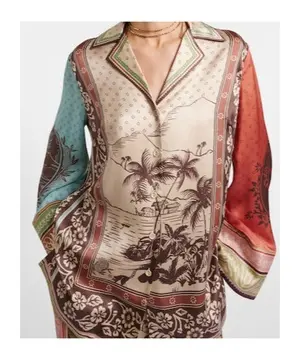 ALEMAIS Alberta Printed Silk Satin Shirt