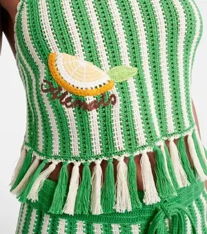 ALEMAIS Crochet Embroidered Cotton Crop Top