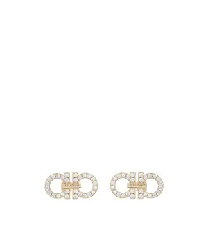 FERRAGAMO Double Gancini Embellished Earrings - Yellow
