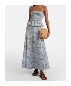 Staud Floral Ruched Cotton Top