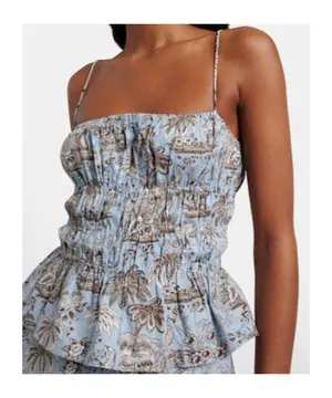Staud Floral Ruched Cotton Top