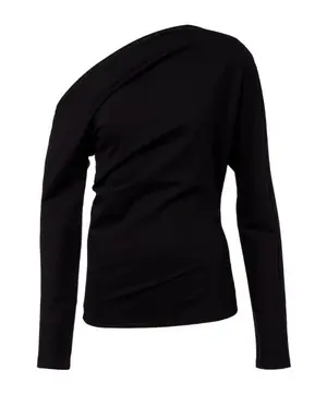 RÓHE One-shoulder Draped Top - Black