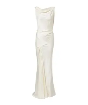 Victoria Beckham Posy Draped Crêpe Satin Gown - White