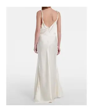 Victoria Beckham Posy Draped Crepe Satin Gown