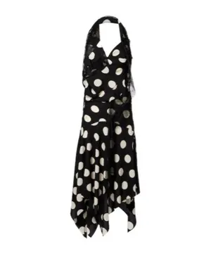 Junya Watanabe Lace-trimmed Polka-dot Midi Dress - Black