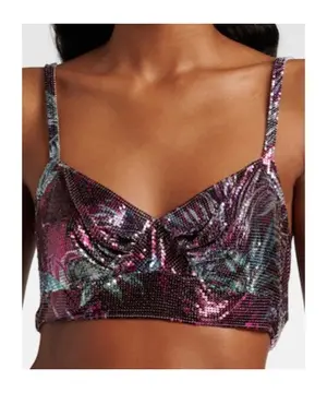 Rabanne Floral Chainmail Crop Top