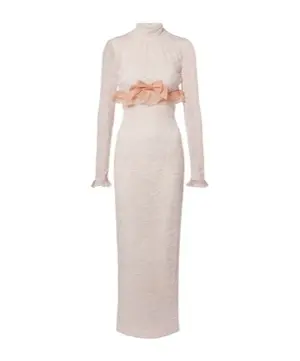 Alessandra Rich Bow-detail Lace Gown - Nude